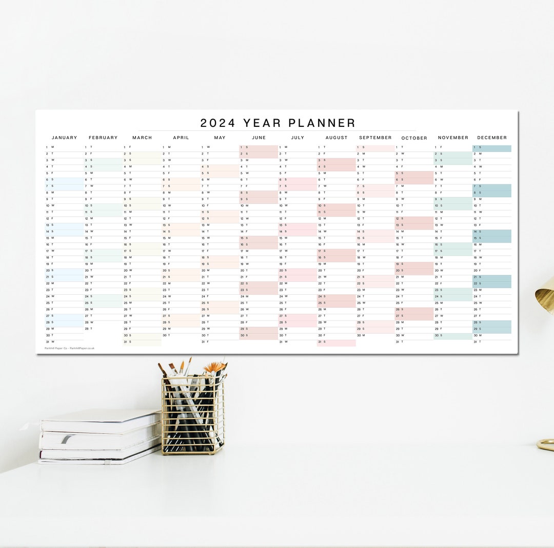 2024 A3 Long Wall Planner, Year Planner, 2024 Calendar, Monthly Planner ...