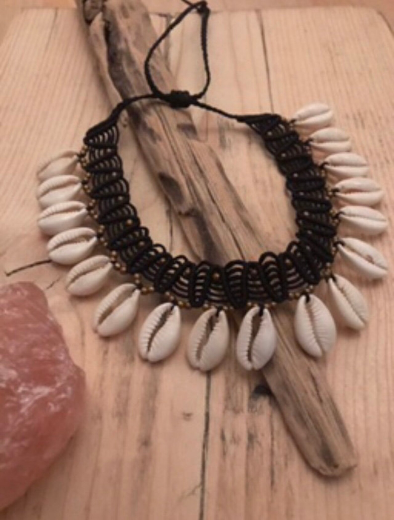 Cowrie Shell Macrame Choker Necklace With Brown or Black Cord | Etsy