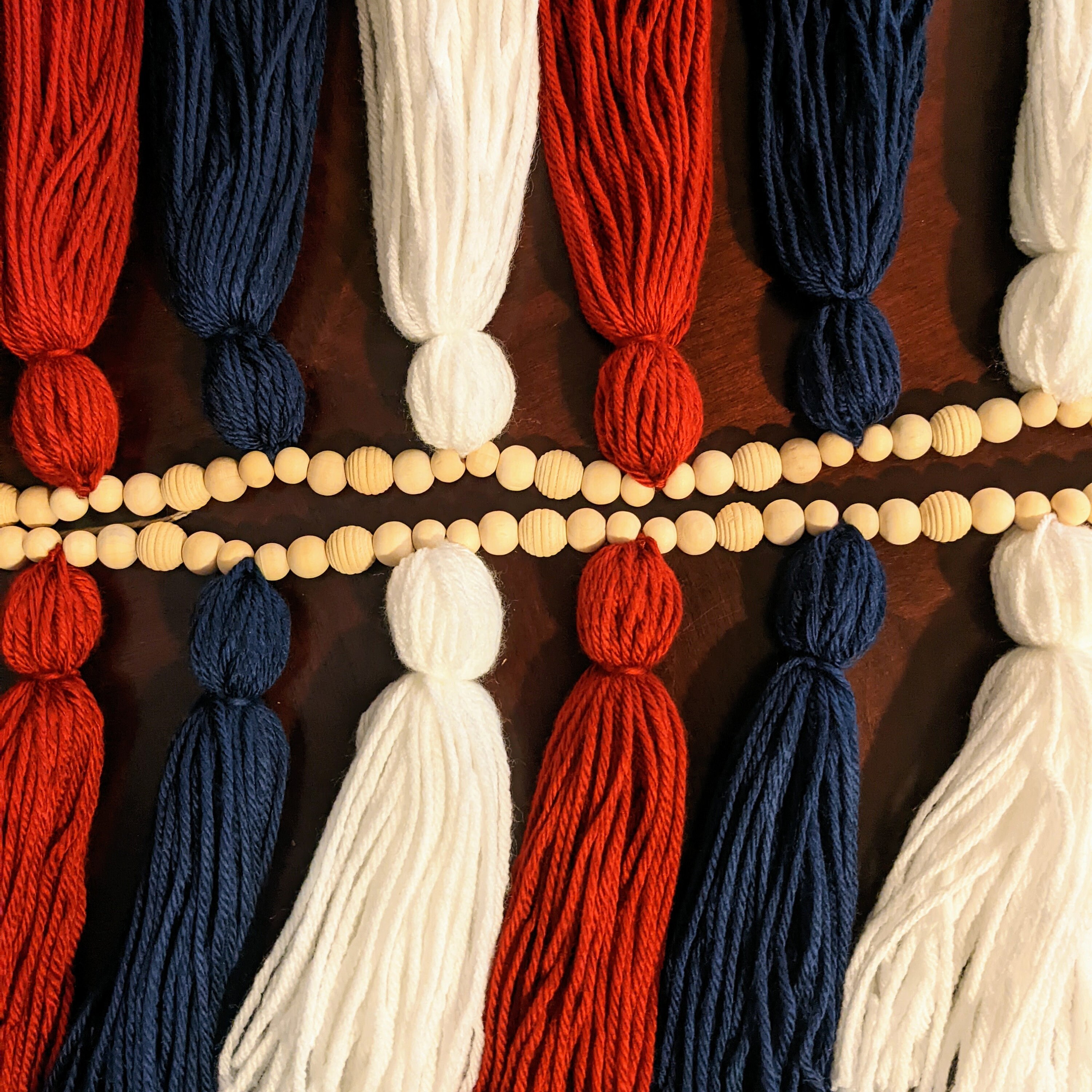 Patriotic Yarn Tassel Garland With Wood Beads - Etsy