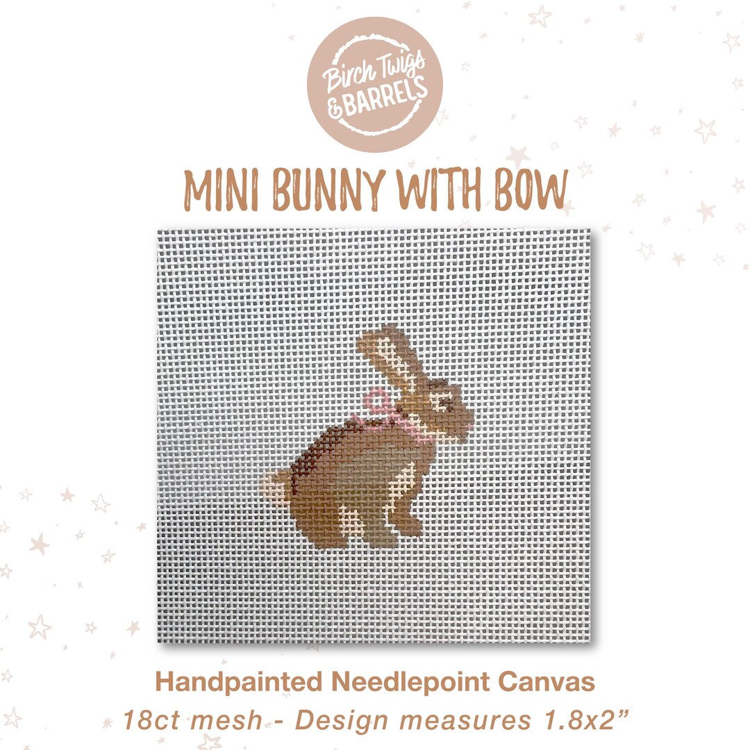 Mini Bunny With Bow Hand-painted Needlepoint Canvas - Etsy