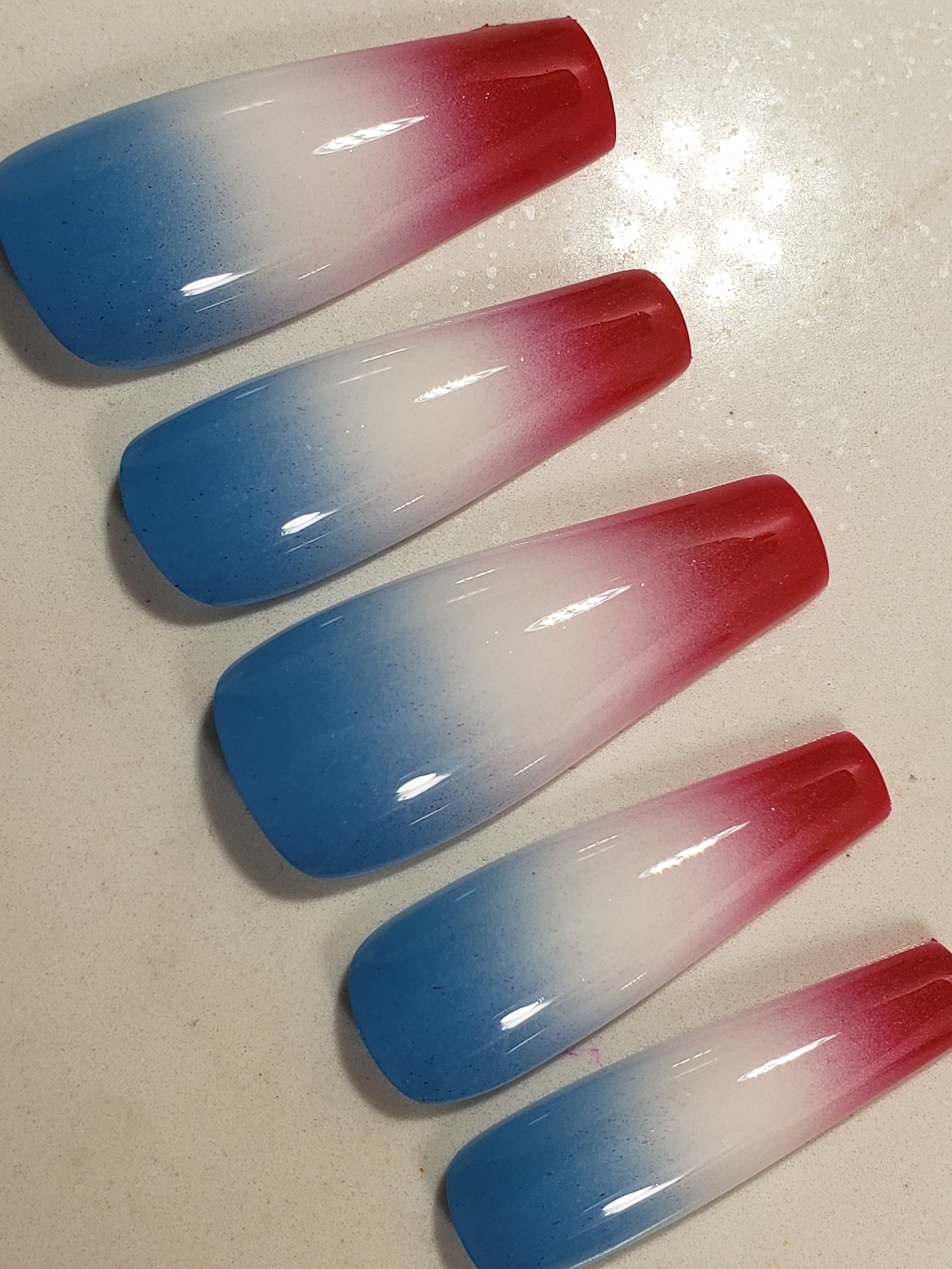 4th of July Bombpop Bomb Sickle Custom Gel Press on Nails Fake Nails ...
