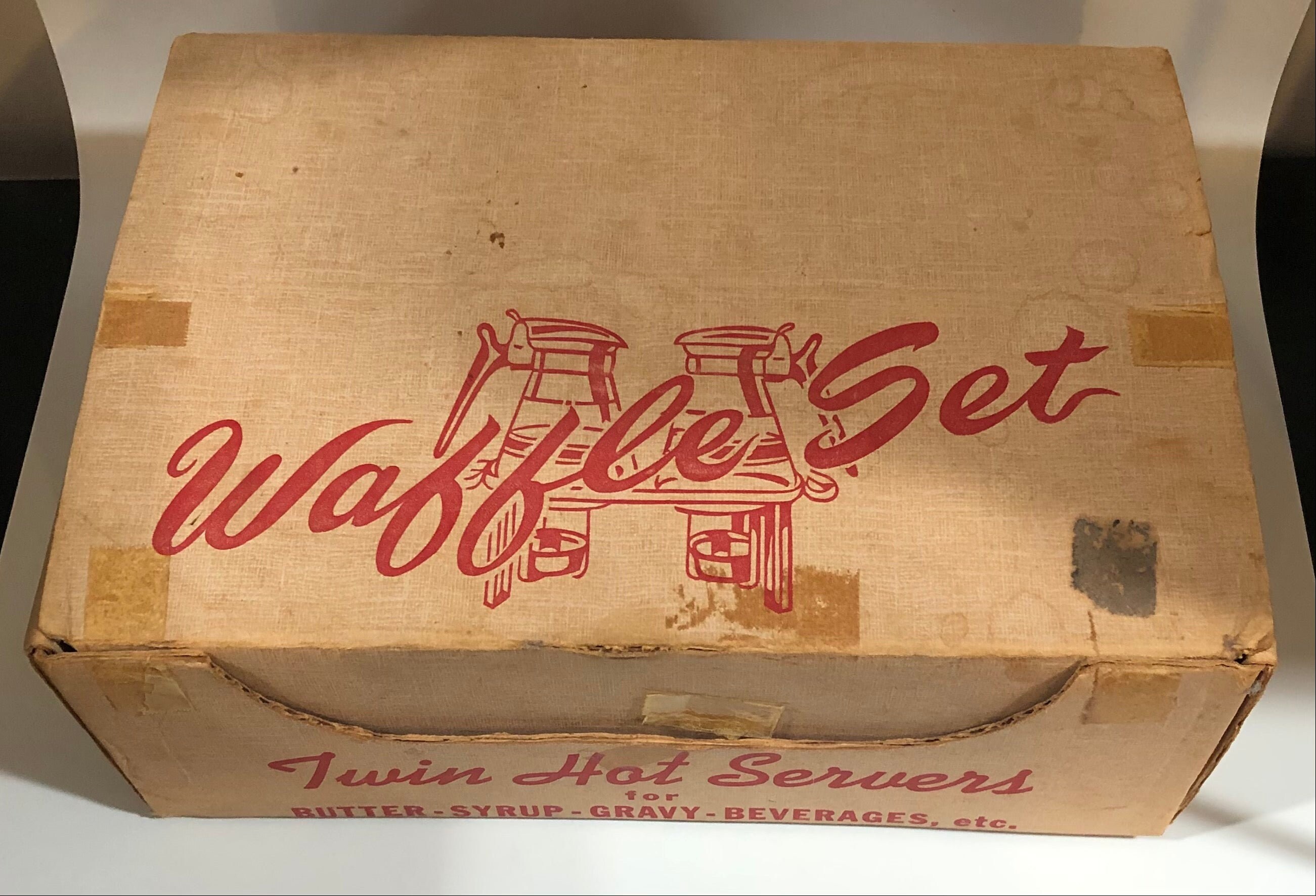 Vintage Inland Glass Works Waffle Set, Twin Hot Servers in Box - Etsy