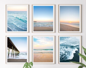 Set of 6 Beach Prints, Colorful Beach Photography, Sunset Tropical ...