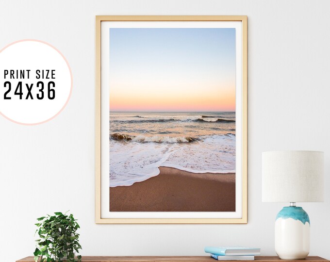 Sunset Beach Print, Calming Beach Photography, Minimal Ocean Print ...