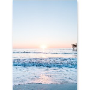 Blue Beach Print, Calming Blue Wall Art, Sunset Beach Photography ...