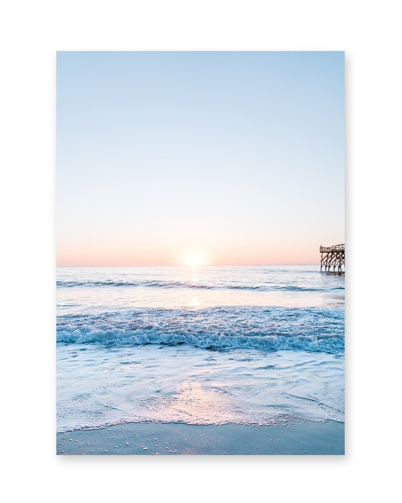 Blue Beach Print Calming Blue Wall Art Sunset Beach - Etsy