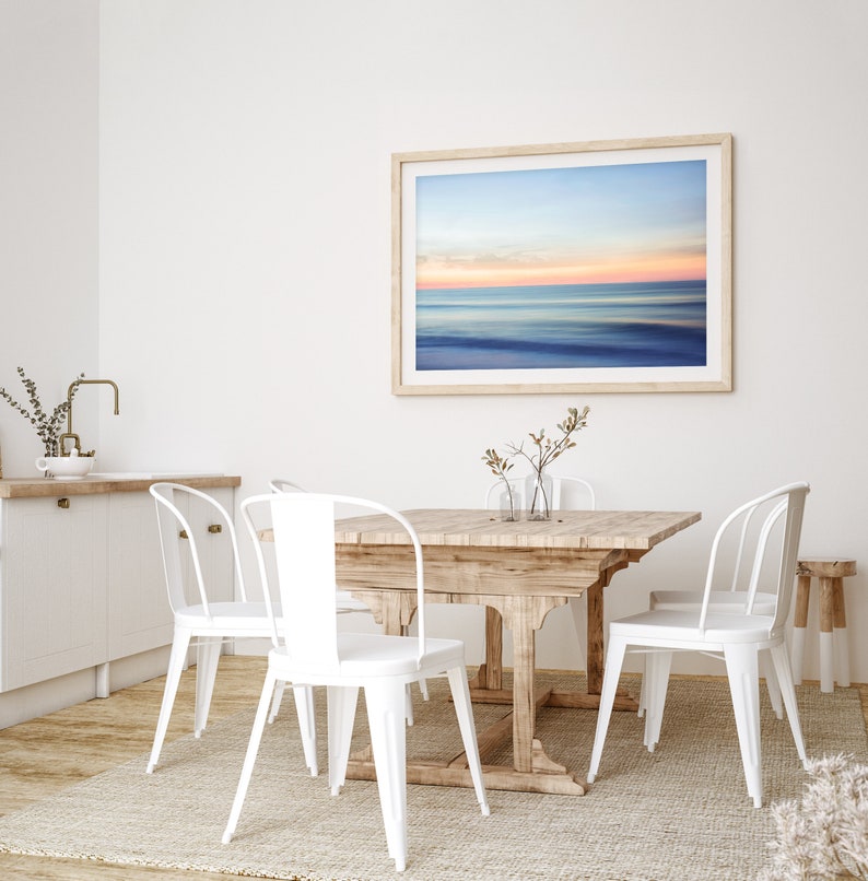 Minimal Blue Beach Print, Abstract Beach Photography, Calming Blue Wall ...