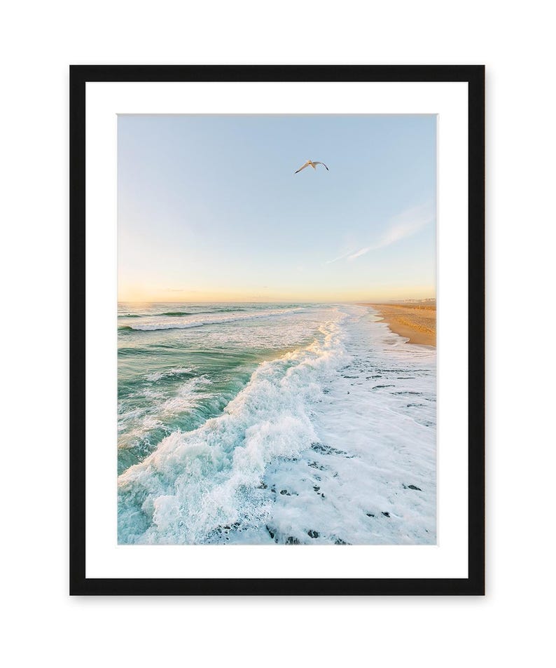 Blue Beach Print, Beach Photography, Pastel Ocean Print, Large Poster ...