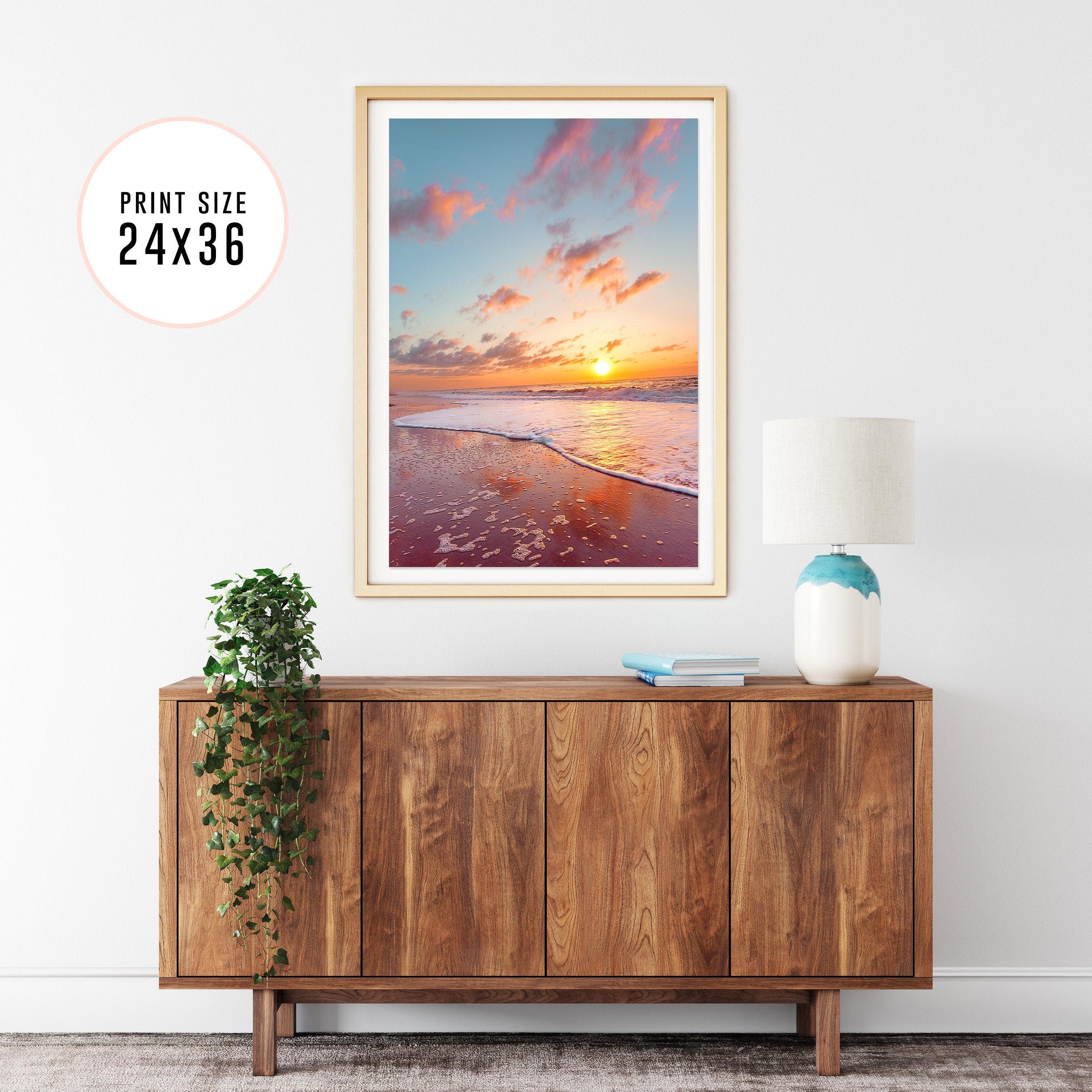 Sunset Beach Print Colorful beach photography ocean print | Etsy