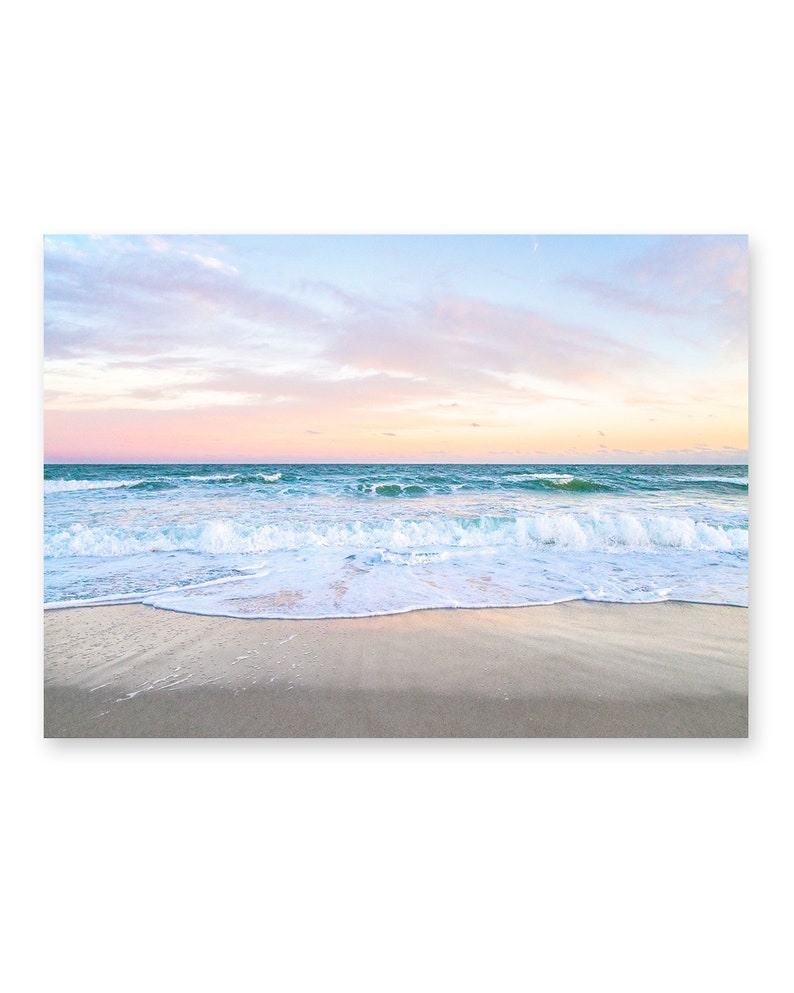 Blue Beach Print, Sunset Blue Beach Photography, Sunset Ocean Print ...