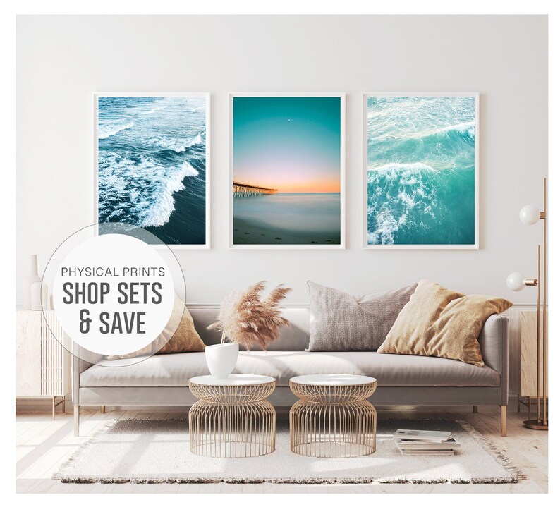 Sunset Beach Print Set of 3 Prints Colorful Ocean Print - Etsy