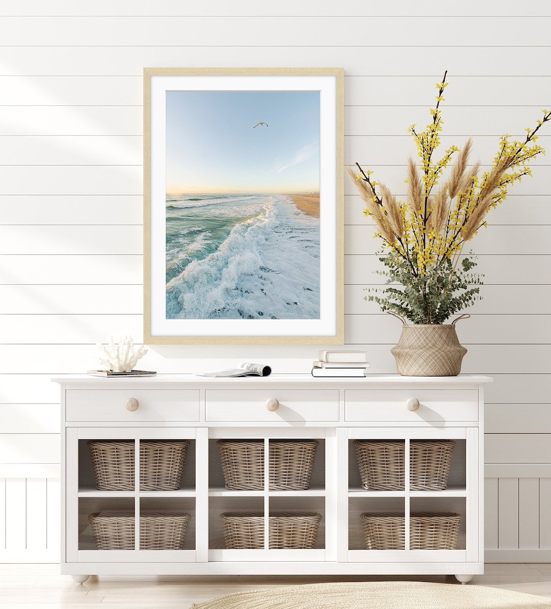 Blue Beach Print, Beach Photography, Pastel Ocean Print, Large Poster ...