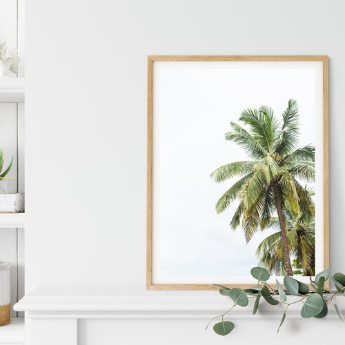 Palm Tree Print Tropical Wall Art Blush Pink Poster Hawaii Etsy