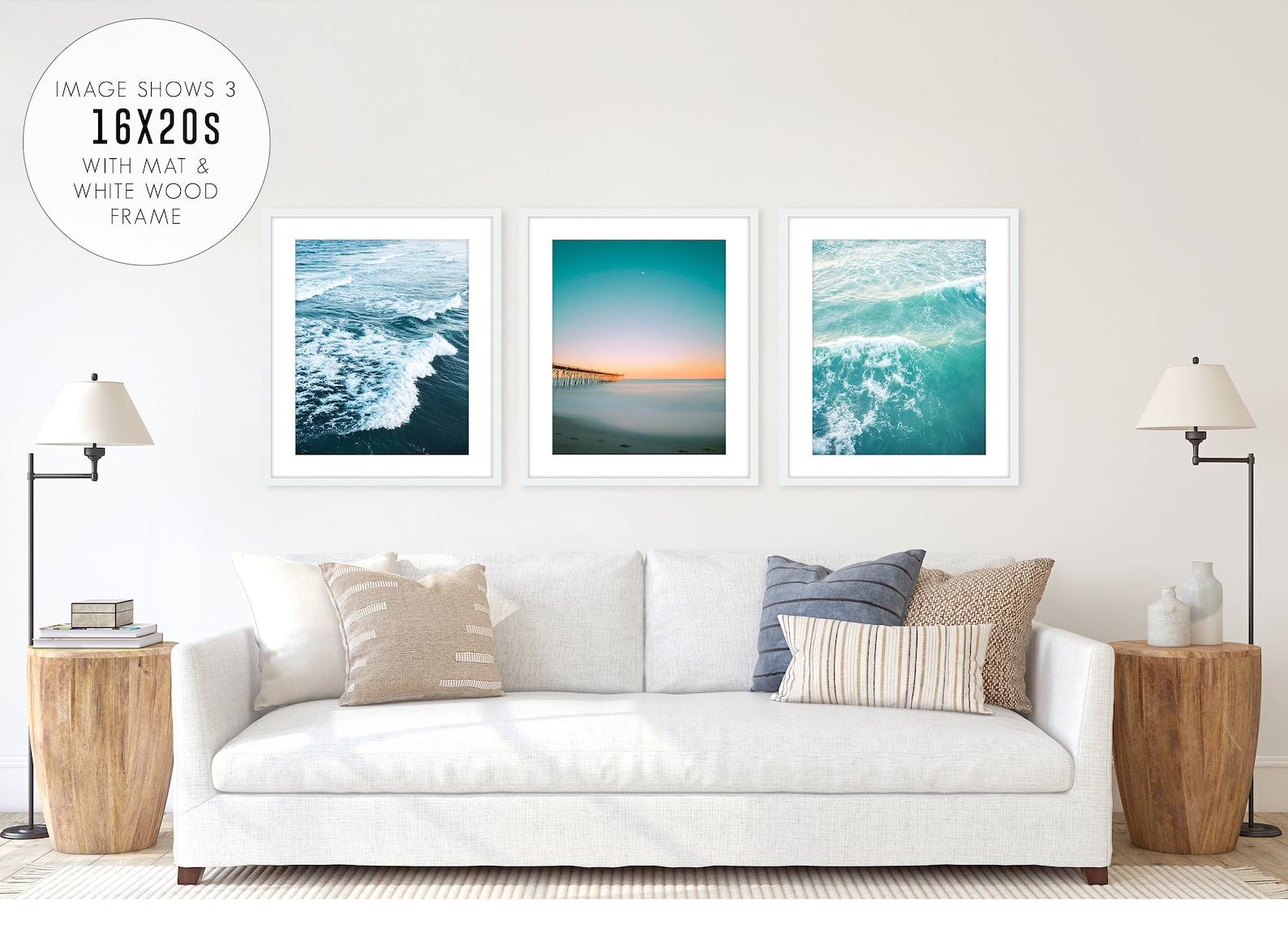 Sunset Beach Print Set of 3 Prints Colorful Ocean Print | Etsy