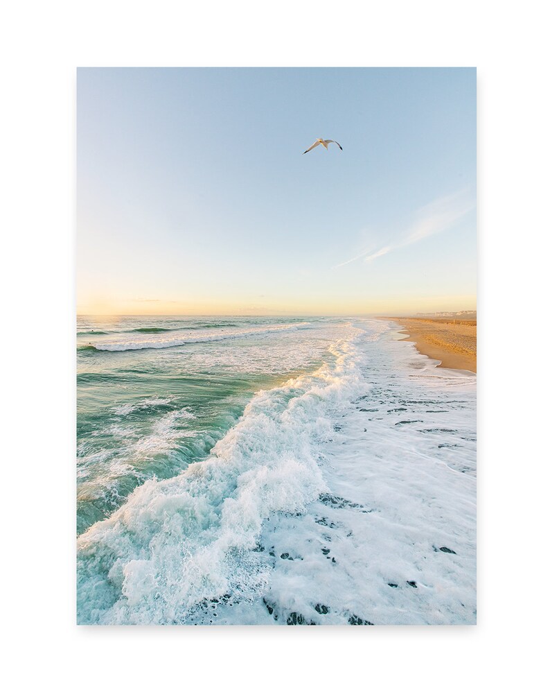 Blue Beach Print, Beach Photography, Pastel Ocean Print, Large Poster ...