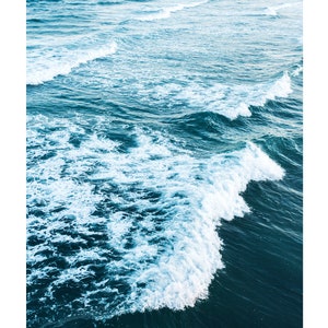 Blue Beach Print, Dark Indigo Blue Wall Art, Ocean Waves Aerial Photo ...