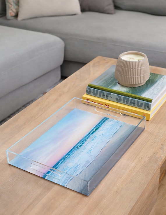 Acrylic Serving Tray Bar Tray Ocean Acrylic Tray Tray With Handles Beach House Decor Hostess Gift Housewarming Gift Wilmington Art Etsy