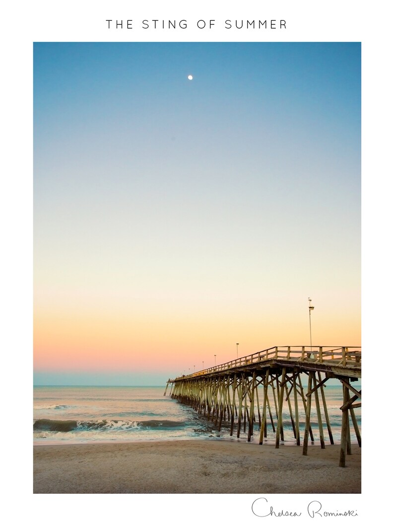 Yellow Sunset Beach Print Pier Beach Photography Modern - Etsy