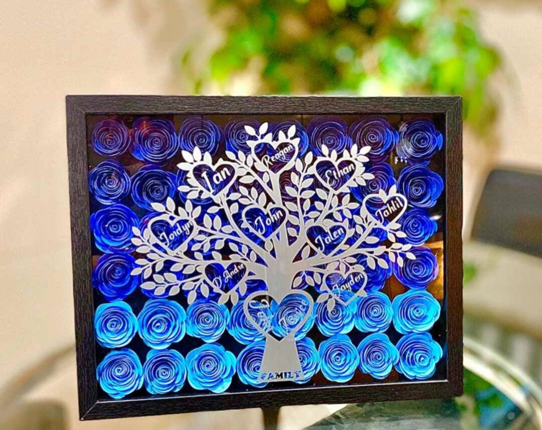 Family Tree Shadow Box With Rolled Flowers - Etsy