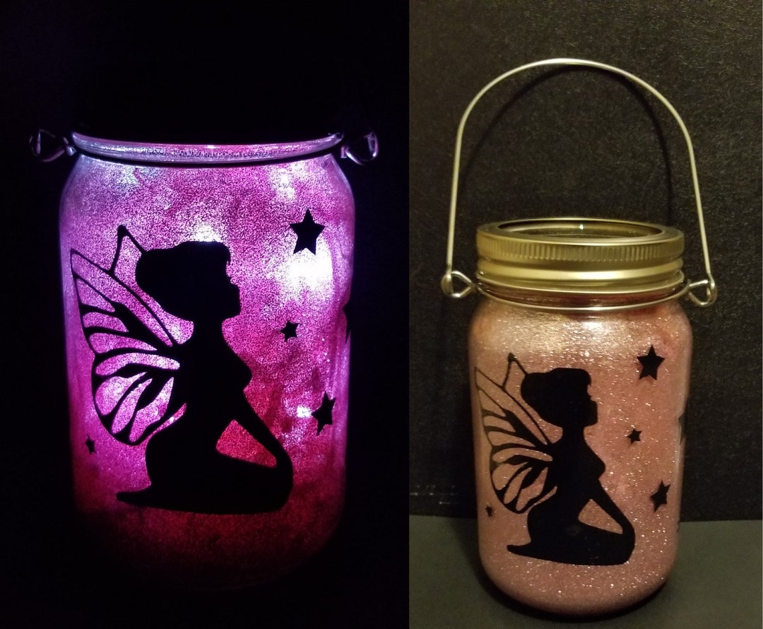 Hand-made Fairy Night Light, Glittered Mason Jar Light - Etsy