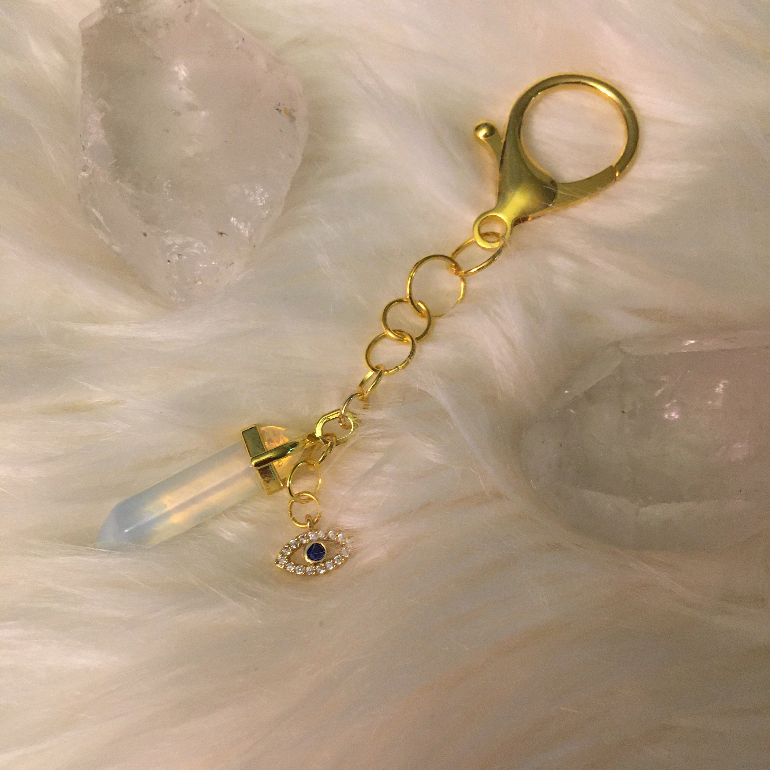 Opalite/ Lapis Lazuli Evil Eye Protection Keychain - Etsy