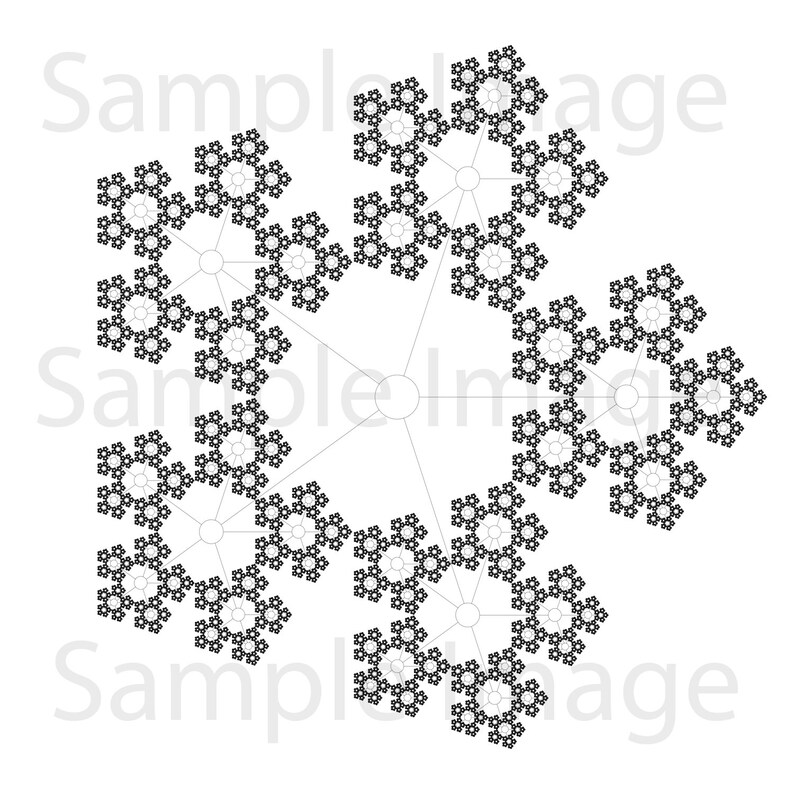 Classic Pentagonal Fractal Design - Monochrome - Ready to Print - PNG ...