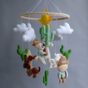 Cowboy Nursery Mobile: Western Felt Decor, Cactus & Cowboy Design - Etsy