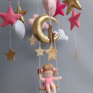 Felt Princess Baby Mobile: Pink & Gold Nursery Decor - Etsy
