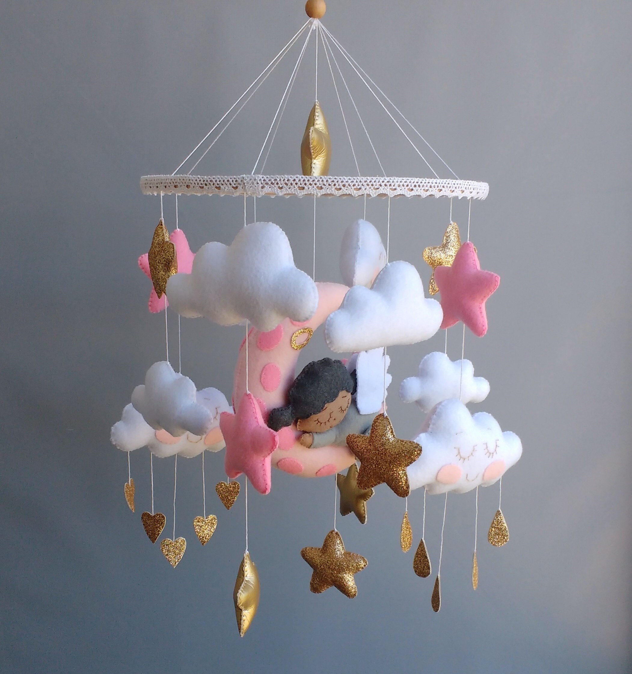 Sleeping Angel Baby Mobile: Stars & Clouds Nursery Decor - Etsy