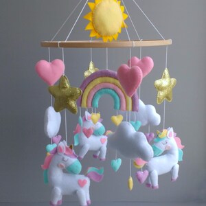 Unicorn Baby Mobile: Rainbow Nursery Decor, Felt Crib Mobile - Etsy