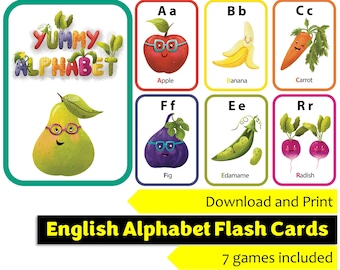 English Alphabet Flashcards landscape - Etsy