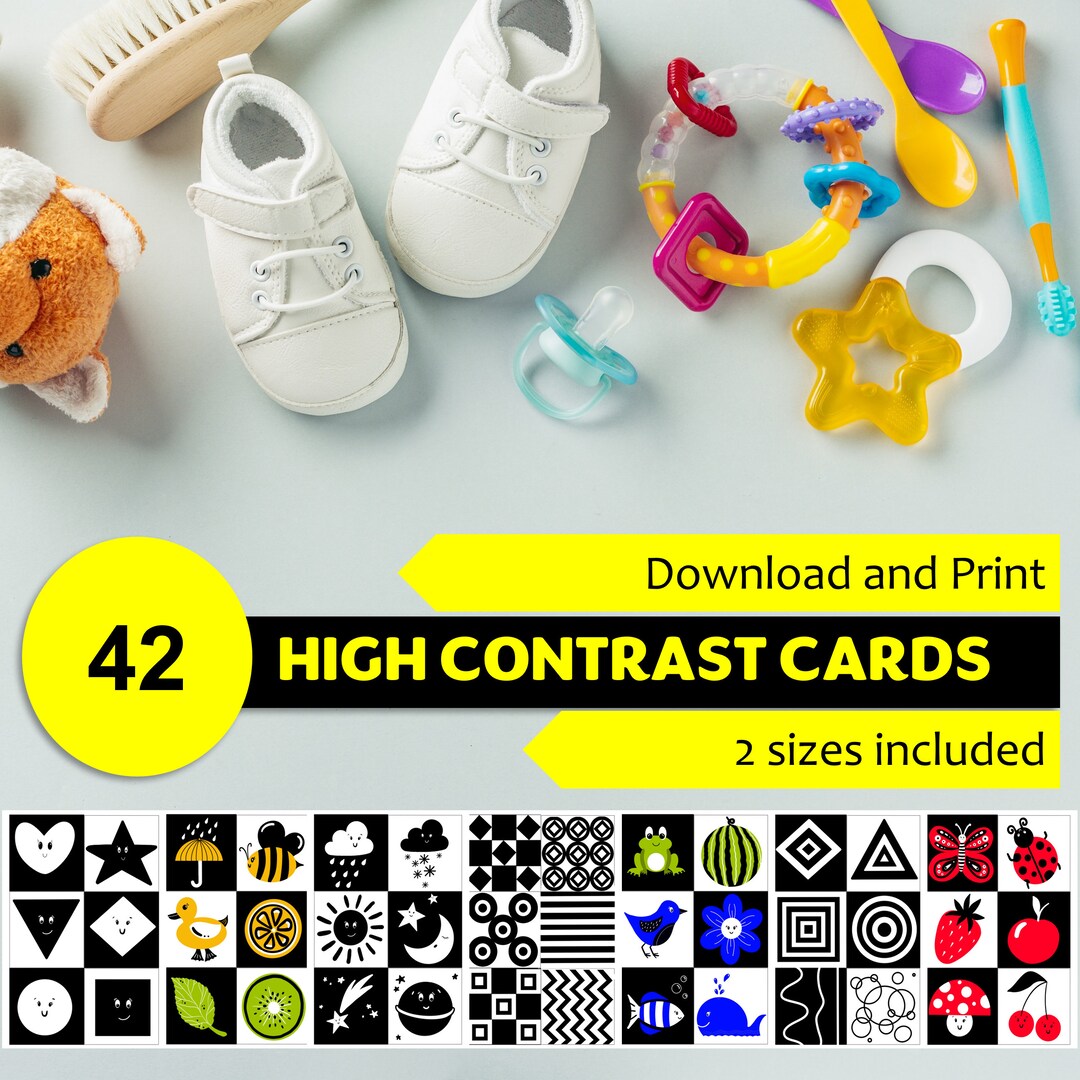 Sensory Baby Cards - Black and White, High Contrast, Montessori (diy ...
