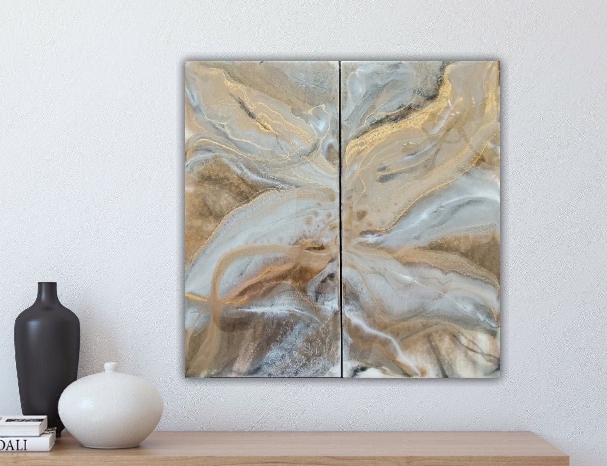 2 Panel Original Resin Wall Art Modern/contemporary Art | Etsy
