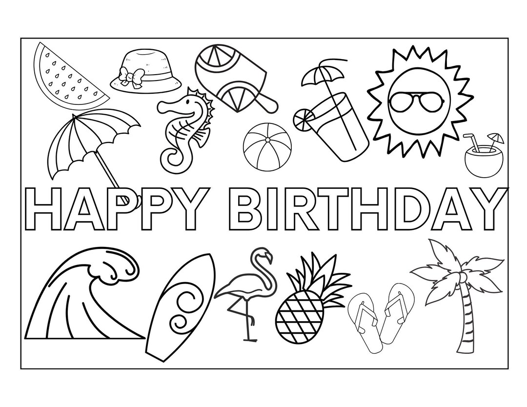 Summer Fun Coloring Page - Etsy