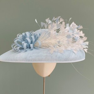 Statement Ascot Hat, Baby Blue Wedding Hat, Powder Blue and White ...