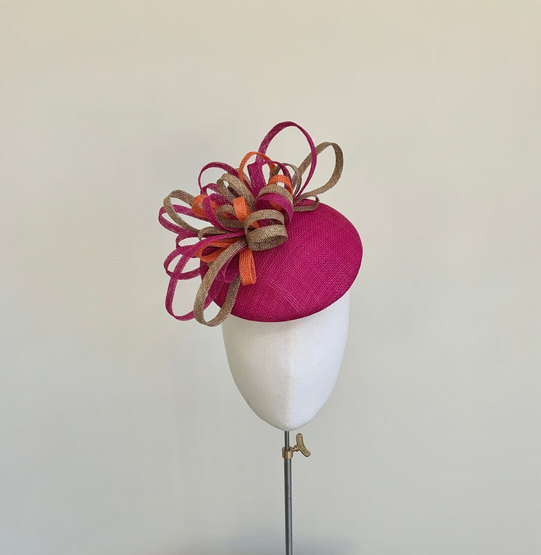 Cerise Pink Fascinator Pink Orange Fascinator Bright Pink - Etsy