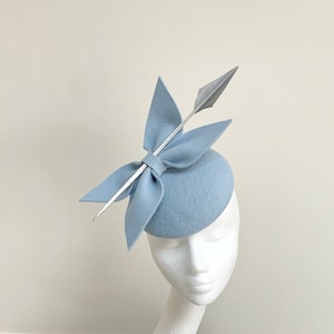 Statement Ascot Hat, Baby Blue Cocktail Hat, Pale Blue Felt Fascinator ...