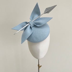 Statement Ascot Hat, Baby Blue Cocktail Hat, Pale Blue Felt Fascinator ...