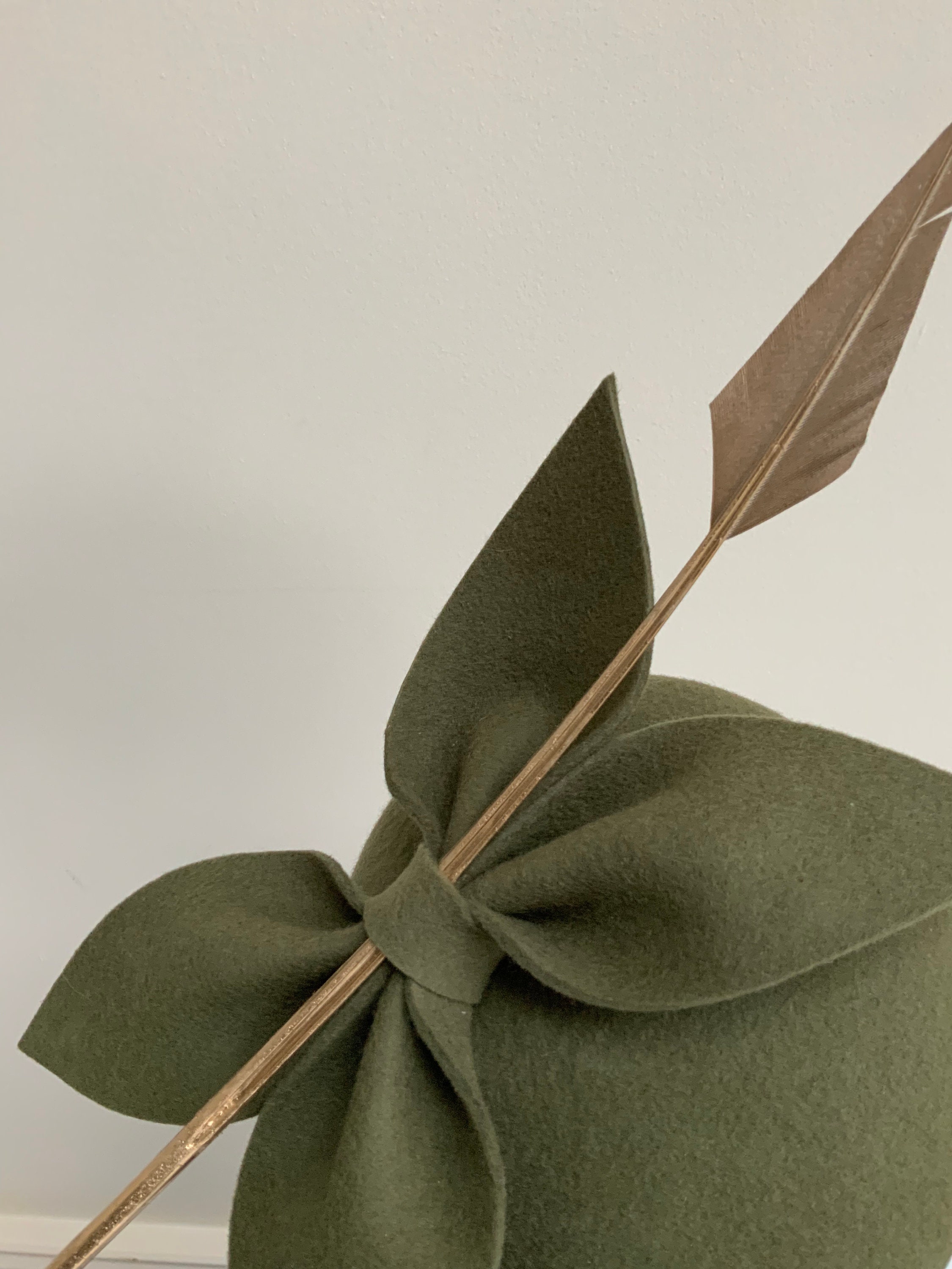Elegant Green Felt Cocktail Hat, Statement Bow Ascot Hat, Gold and ...
