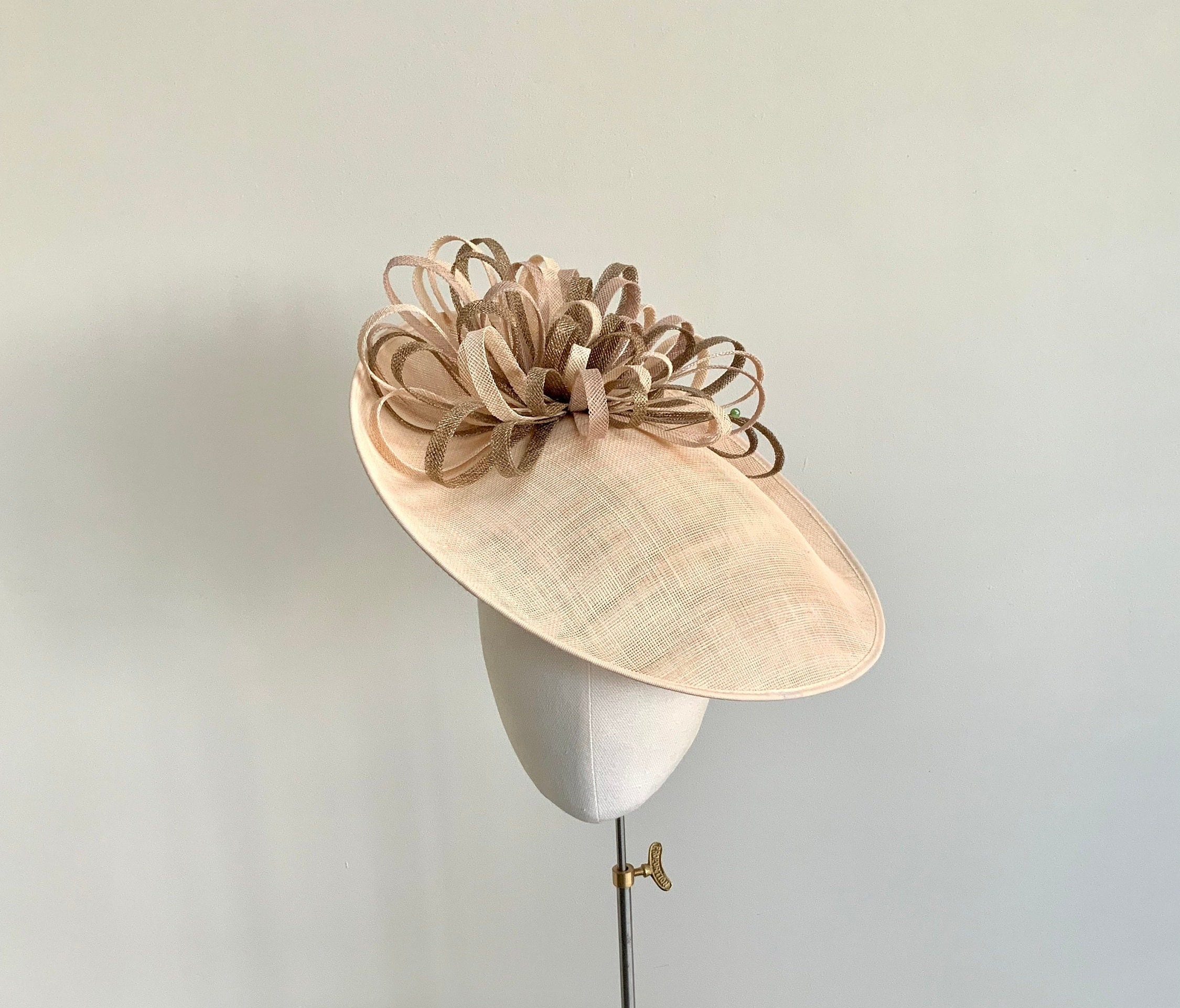 Cream Straw Wedding Hat Wide Brim Beige Hat Elegant Wedding - Etsy
