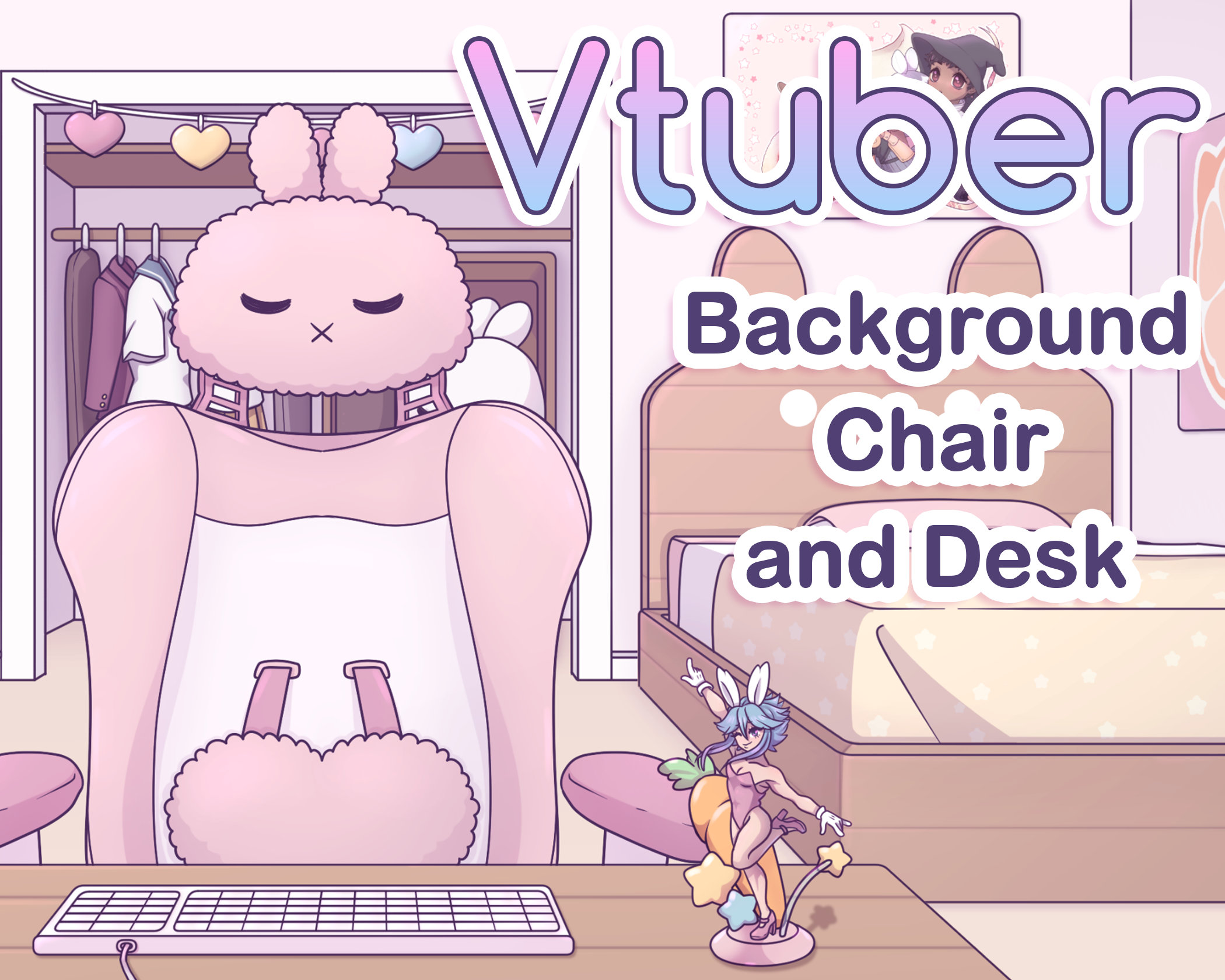 Vtuber Bedroom Desk and Gamer Chair Customizable | Etsy New Zealand