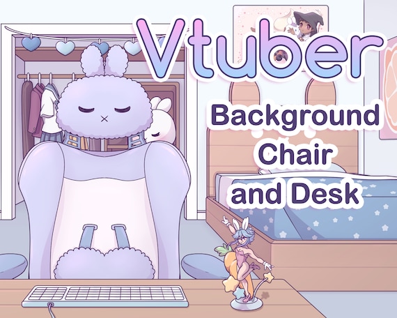 Vtuber Bedroom Desk and Gamer Chair Customizable Posters - Etsy