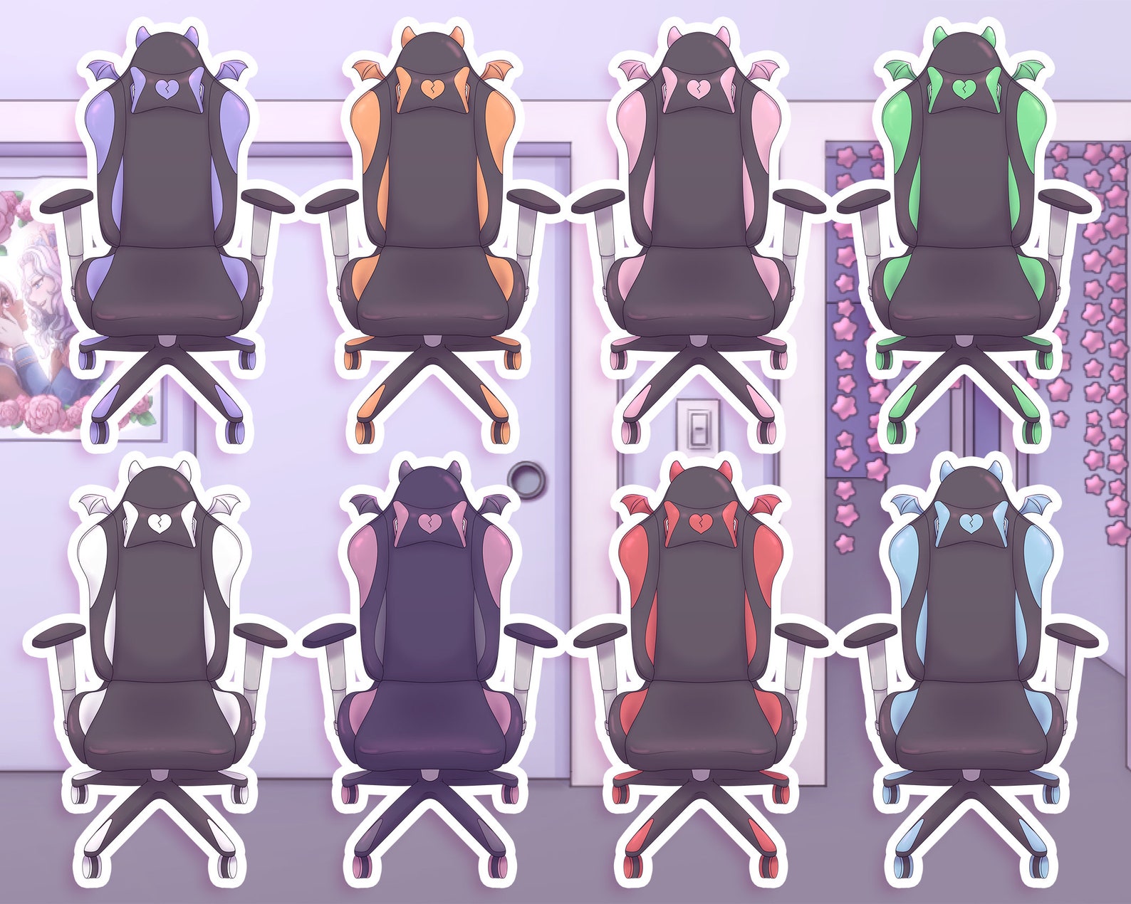 Vtuber Accessory - Demon Chair (15 Colors + Free Background) - Etsy