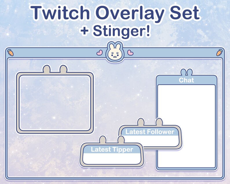 Twitch Bunny Overlay Stinger / Kawaii Streamer Assets/ Labels ...