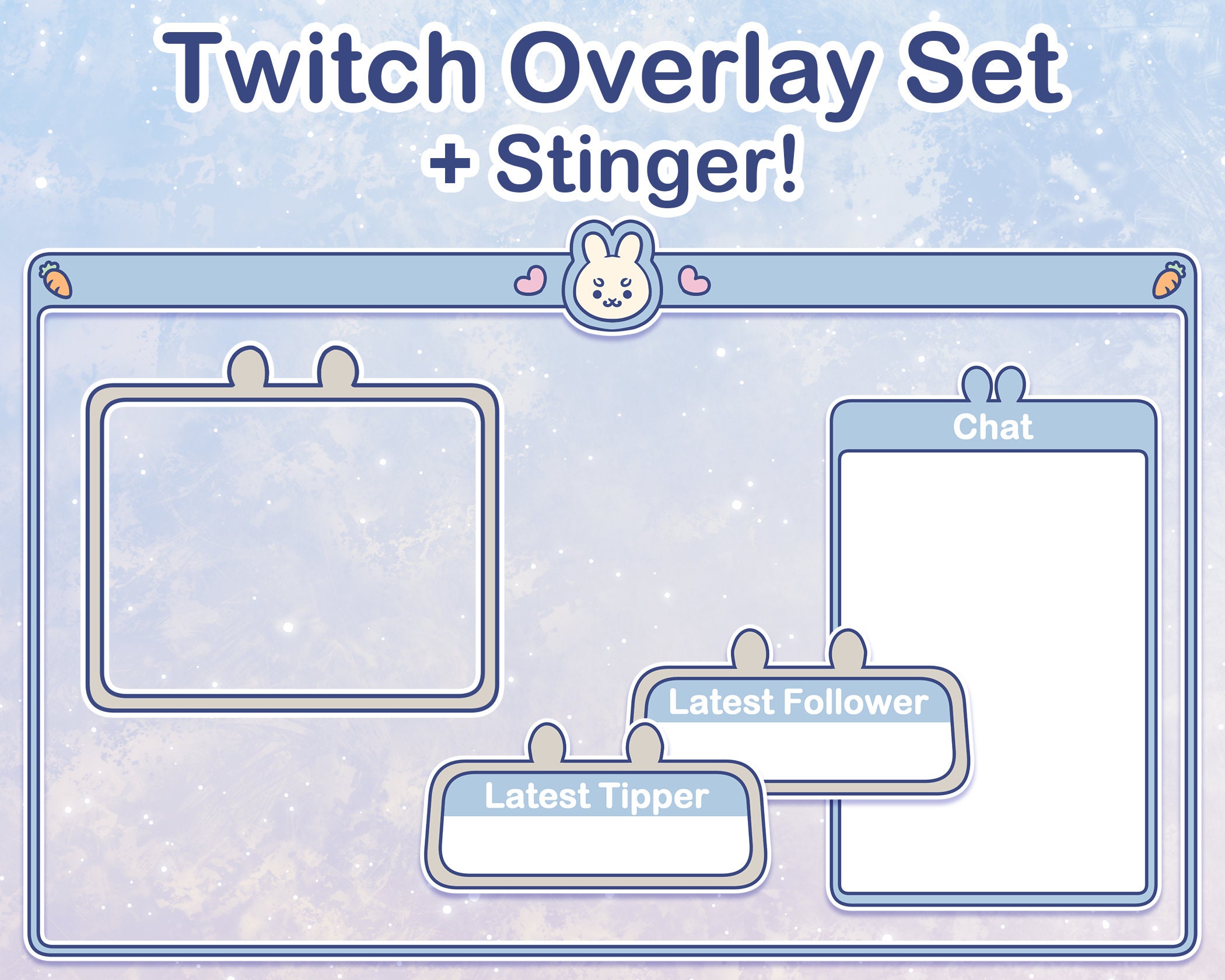 Twitch Bunny Overlay Stinger / Kawaii Streamer Assets/ Labels ...
