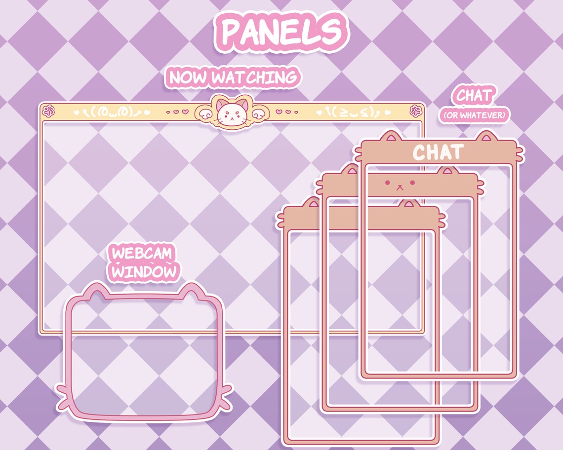 Twitch Kitty Cat Stream Pack Overlays Stringers Vtuber - Etsy