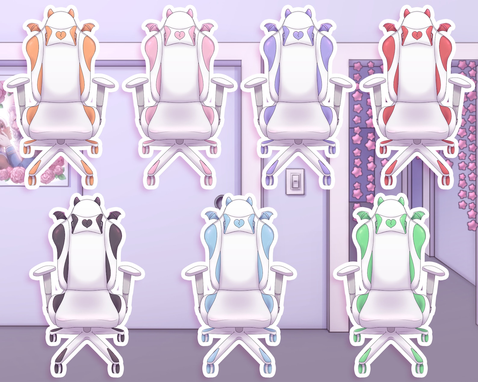Vtuber Accessory - Demon Chair (15 Colors + Free Background) - Etsy