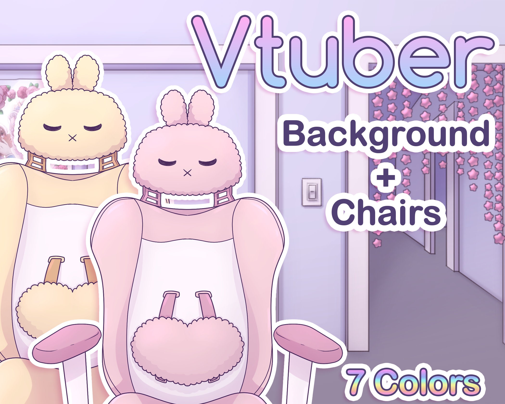 Vtuber Accessory Gaming Chair With Bunny Head Rest 7 Colors Free ...