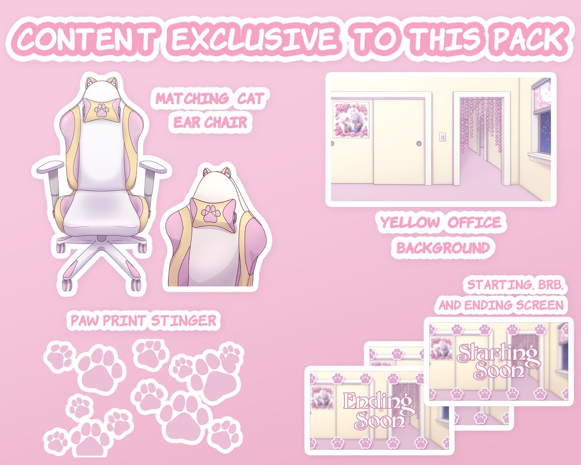 Twitch Kitty Cat Stream Pack Overlays Stringers Vtuber - Etsy