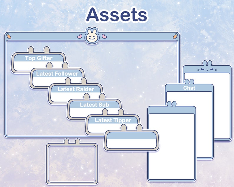 Twitch Bunny Overlay Stinger / Kawaii Streamer Assets/ Labels ...